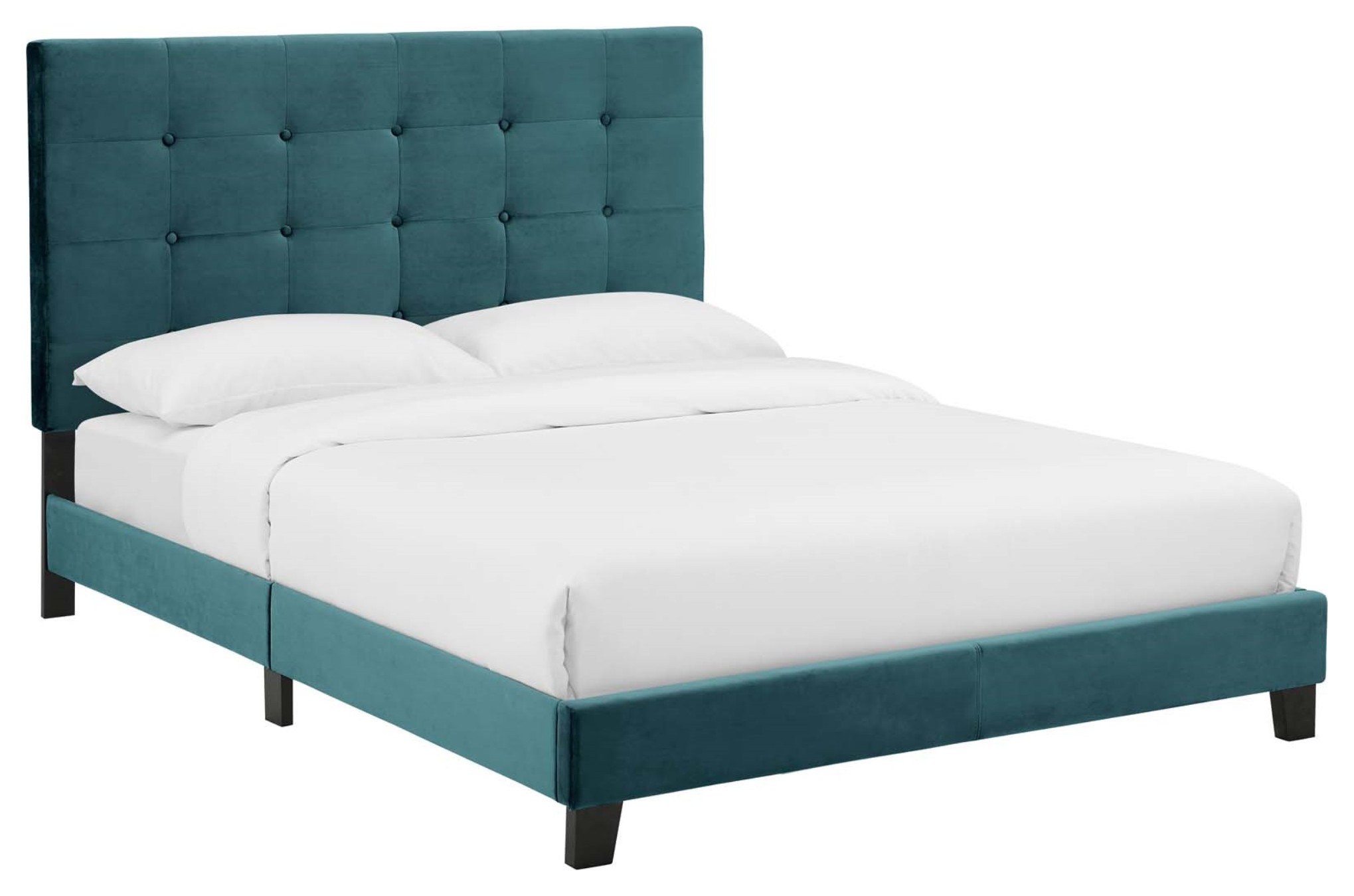 Melanie Queen Platform Bed - Chic Elegance Stain-Resistant Velvet ...