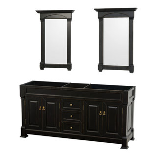 72 Inch Double Bathroom Vanity in Black - Traditional - Bathroom ...