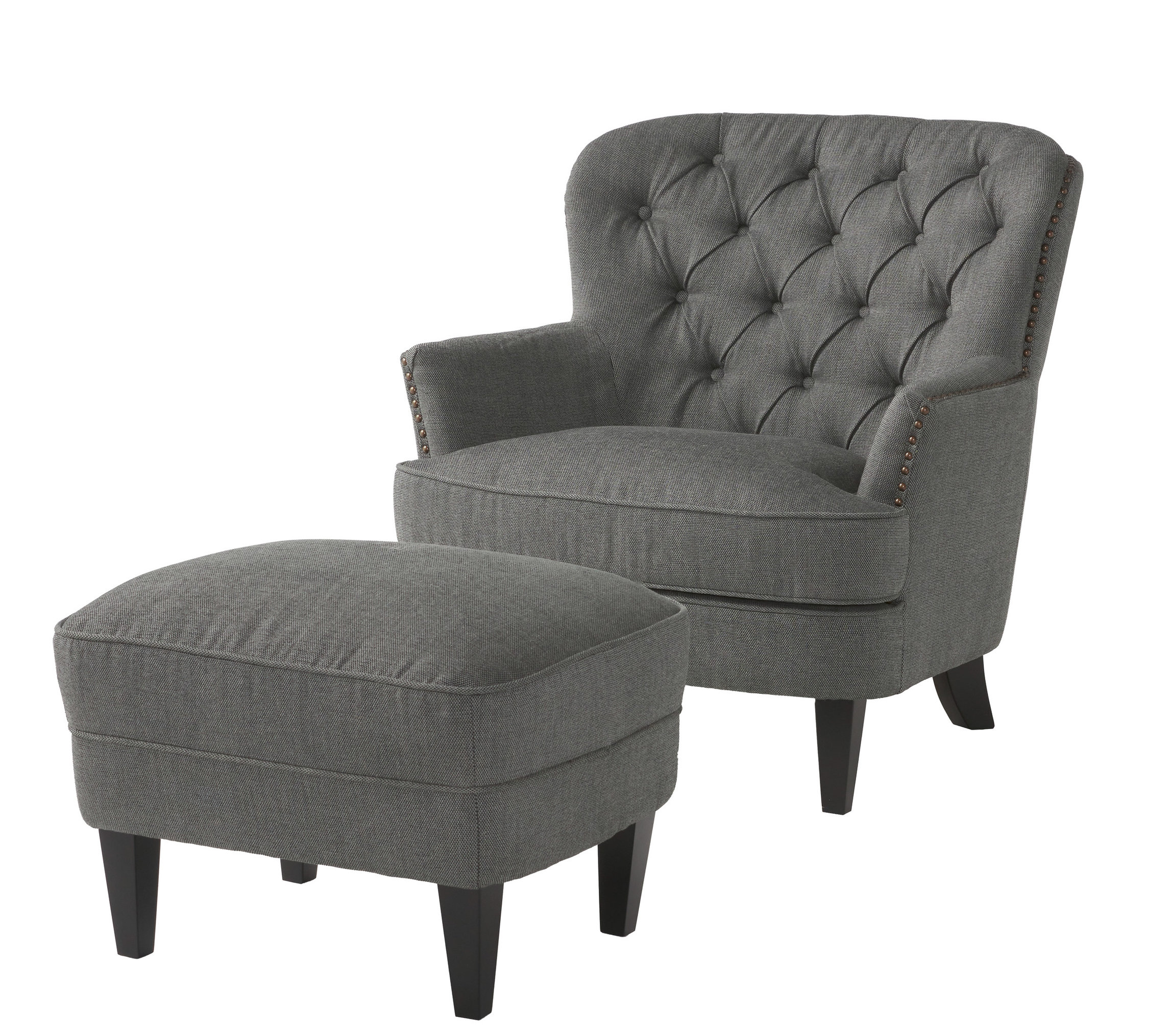 GDF Studio Teton Gray Fabric Club Chair and Ottoman - Transitional ...