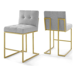 Modway Privy 26.5" Stainless Steel Polyester Counter Stool in Gold ...