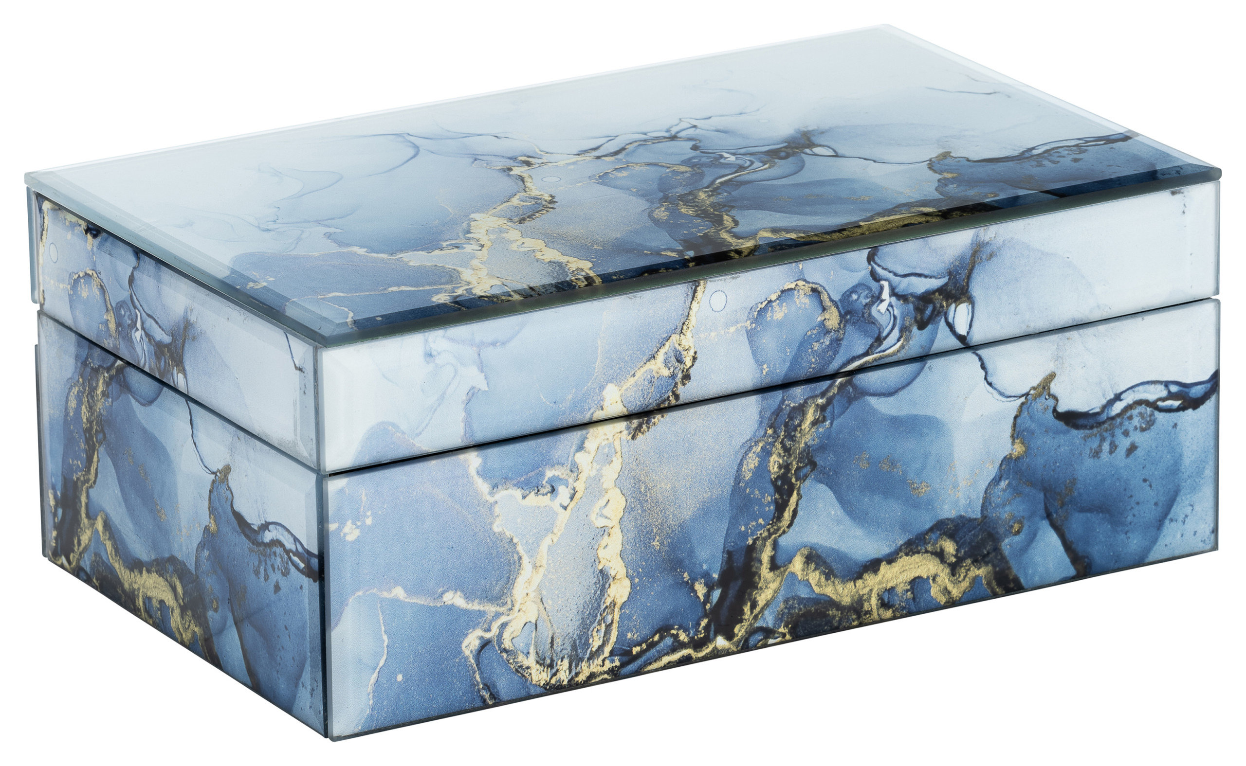 Wood, 8X5 Abstract Box, Blue/Gold, 8x5x3 inches - Contemporary ...