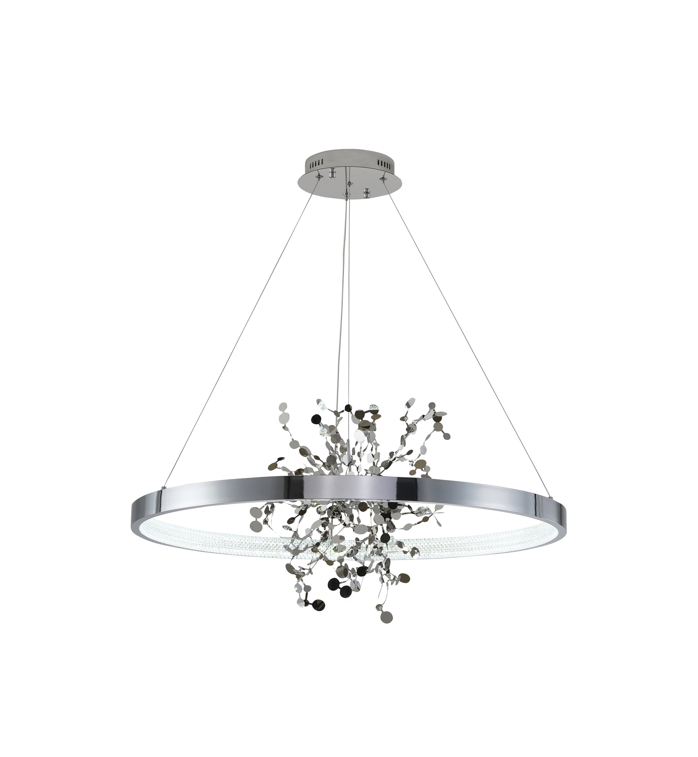 Stainless Steel LED Chandelier With Confetti Interior - Contemporary ...