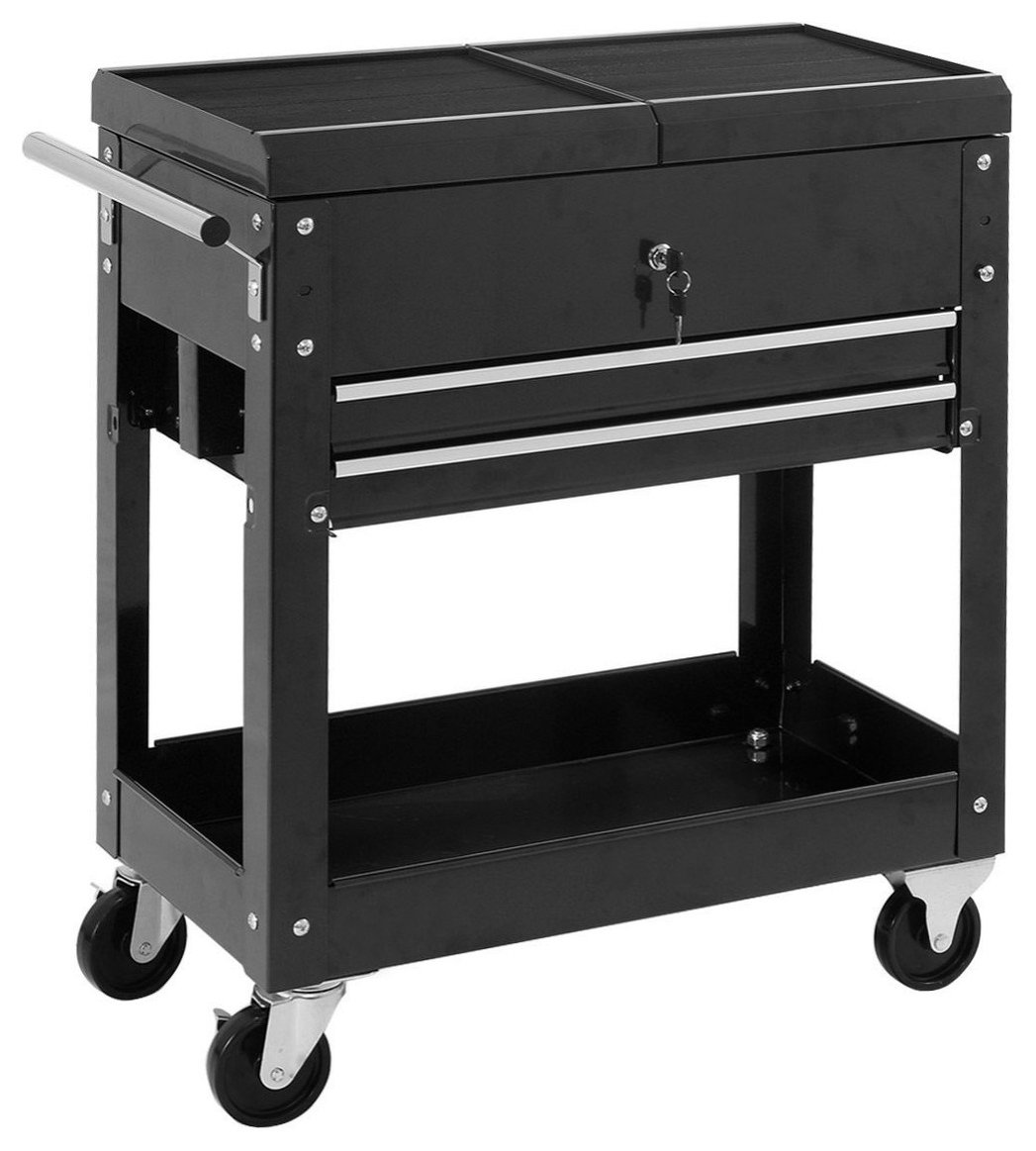 Costway Rolling Mechanics Tool Cart Slide Top Utility Storage Cabinet 2 ...