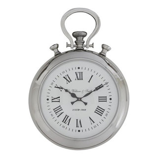 Light and Living London Wall Clock Nickel With White Face, 15.5 ...