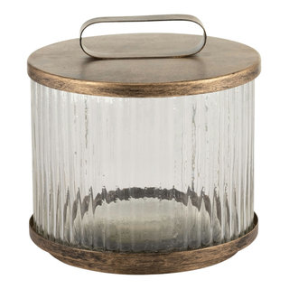 Glass,8",round Box W/top Handle, Brass - Transitional - Decorative ...