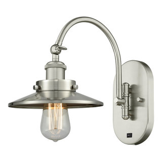 Innovations 918-1W-SN-M2-LED Railroad 1 Light 8" Sconce, Brushed Satin ...