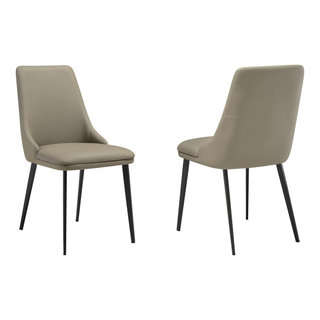 Genesis Upholstered Dining Chair in Taupe Gray Faux Leather - Set of 2 ...