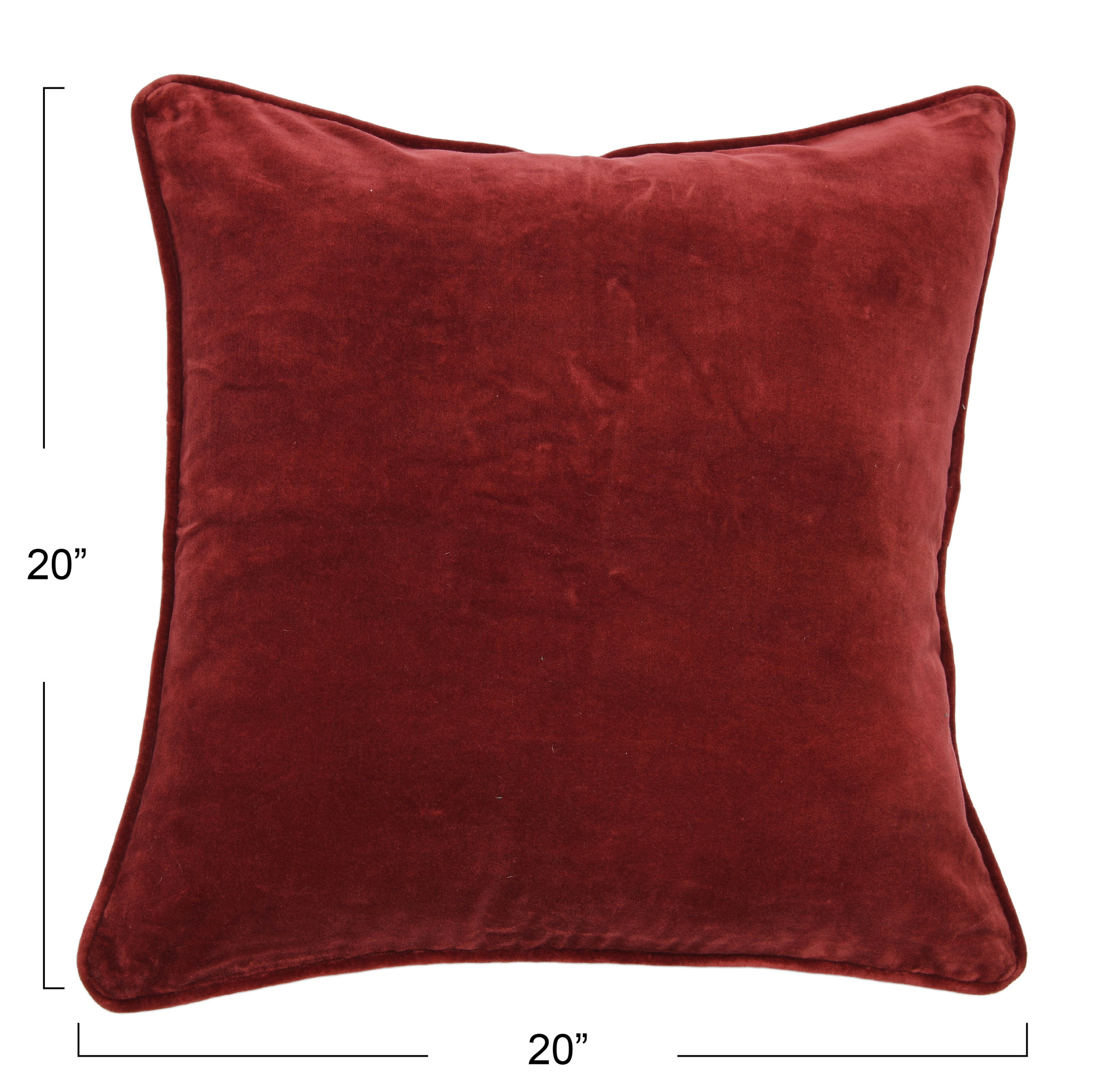 Square Velvet Pillow Cover with Piping, Burgundy - Contemporary ...
