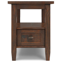 Warm Shaker Solid Wood Narrow Side Table, Distressed Charcoal Brown ...