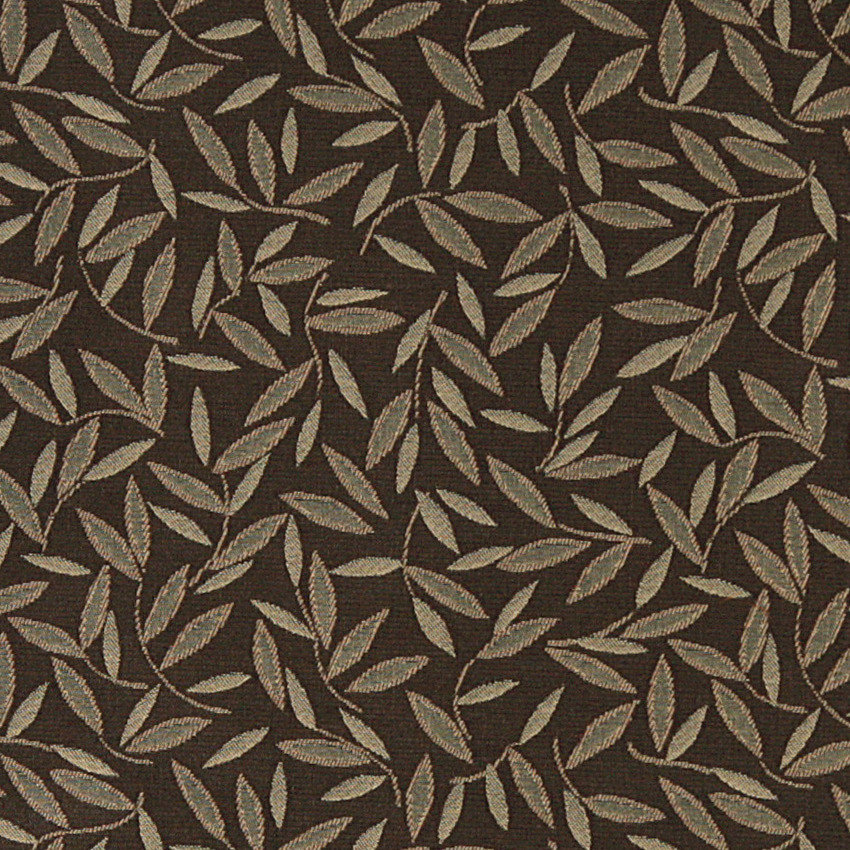 Brown Floral Leaf Residential And Contract Grade Upholstery Fabric By ...
