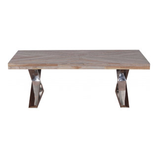 Teak And Chrome X Leg Coffee Table - Contemporary - Coffee Tables - by ...