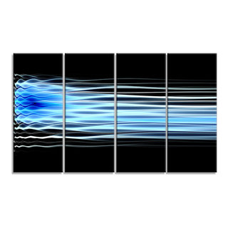 Light Blue Fractal Waves, Multipanel Abstract Art on Canvas, 48"x28 ...