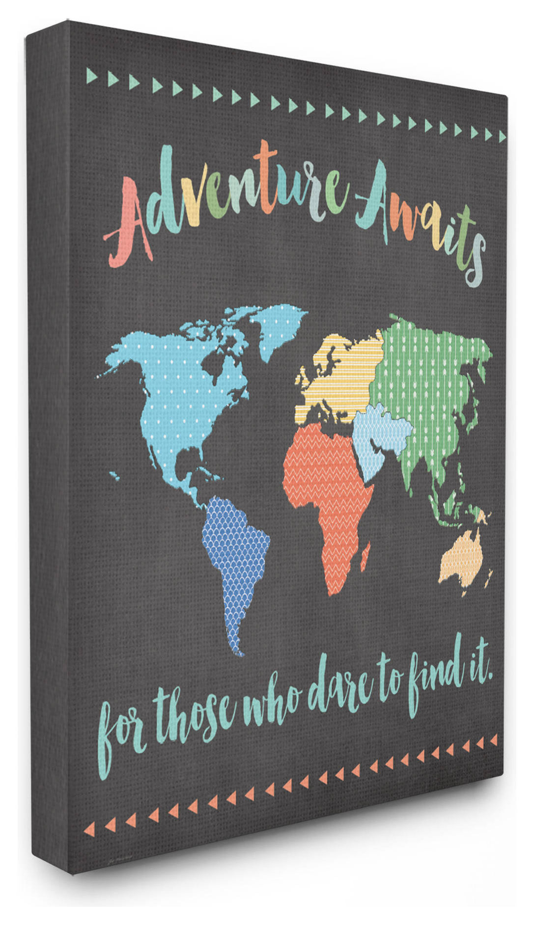 "Adventure Awaits World Map" Stretched Canvas Wall Art, 16 x 1.5 x 20 ...