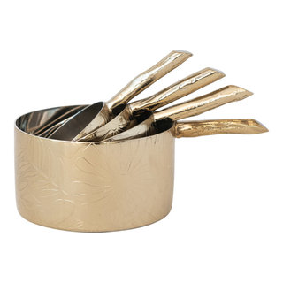 4-Piece Stainless Steel Measuring Cups With Etched Flowers and Handles ...