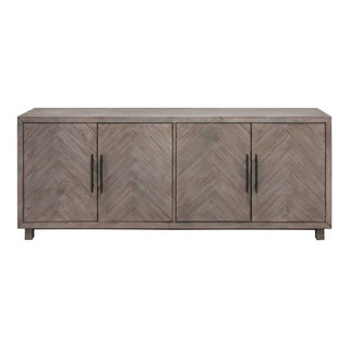 80" Four Door TV Console Entertainment Stand Wood Cabinet Fully ...