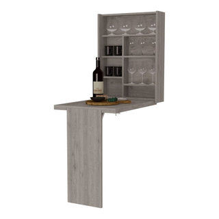 TUHOME Vatta Wall Foldable Table Engineered Wood Floating Table in Gray ...