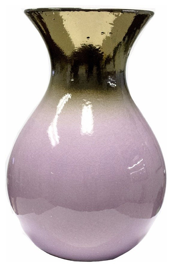 Ceramic Two Tone Vase, Pink/ Gold - Contemporary - Vases - by Benzara ...