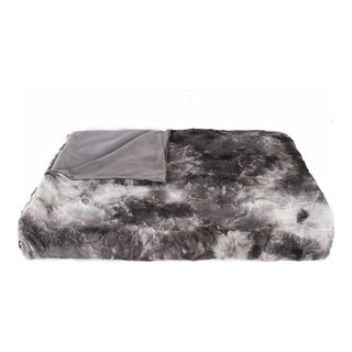 HomeRoots 50" x 60" Naples Charcoal/Grey Fur Throw - Contemporary ...