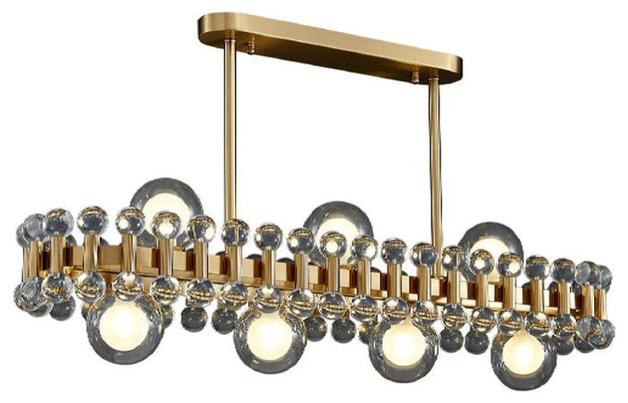 Abbadia Cerreto | Gold Rectangle Colorful Crystal Chandelier for Dining ...