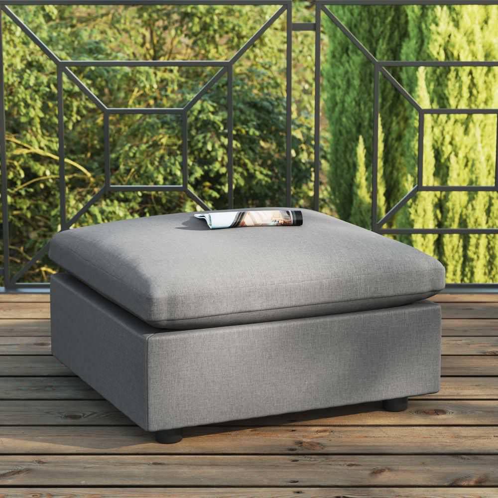 Commix Overstuffed Outdoor Patio Ottoman - Charcoal EEI-4903-CHA ...