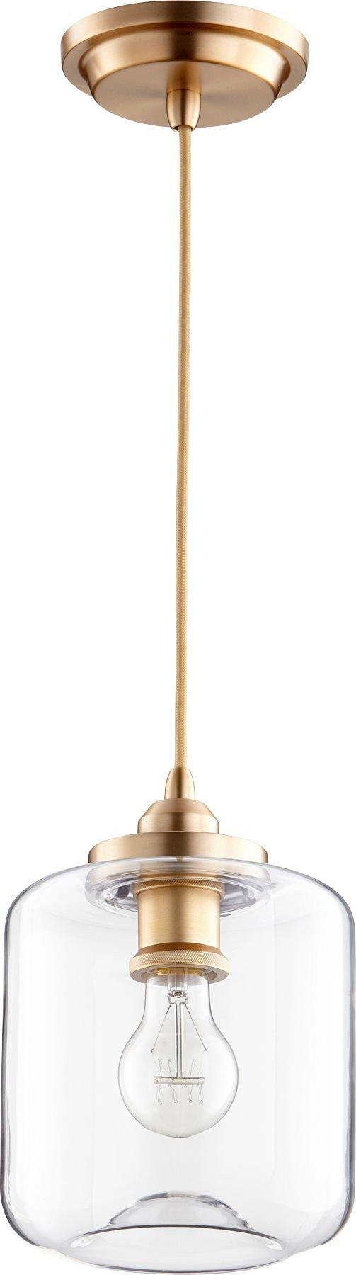 Quorum Clear Filament 7" Pendant, Aged Brass - Transitional - Pendant ...
