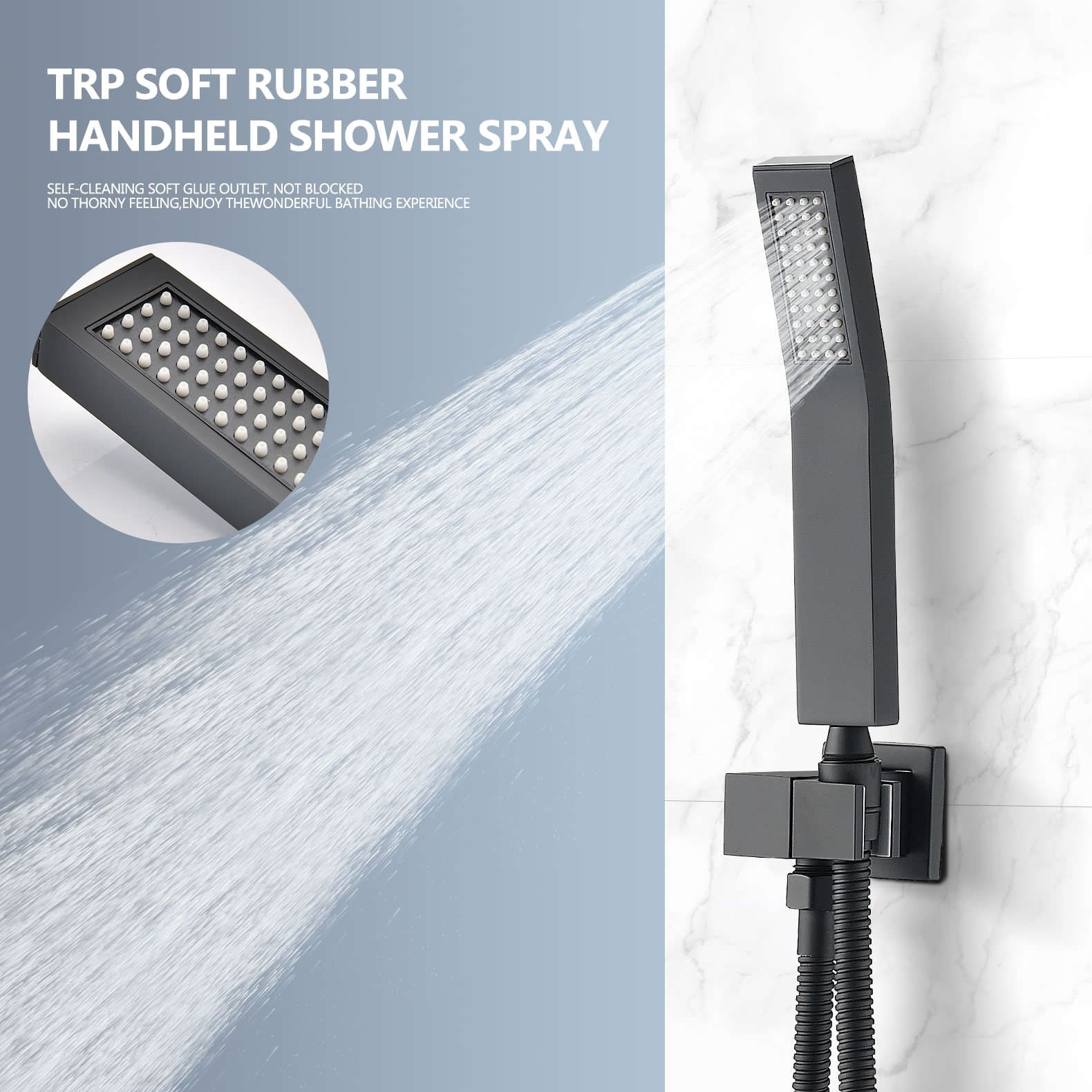 12" Square Rainfall Shower head and Handheld Shower Head Set ...