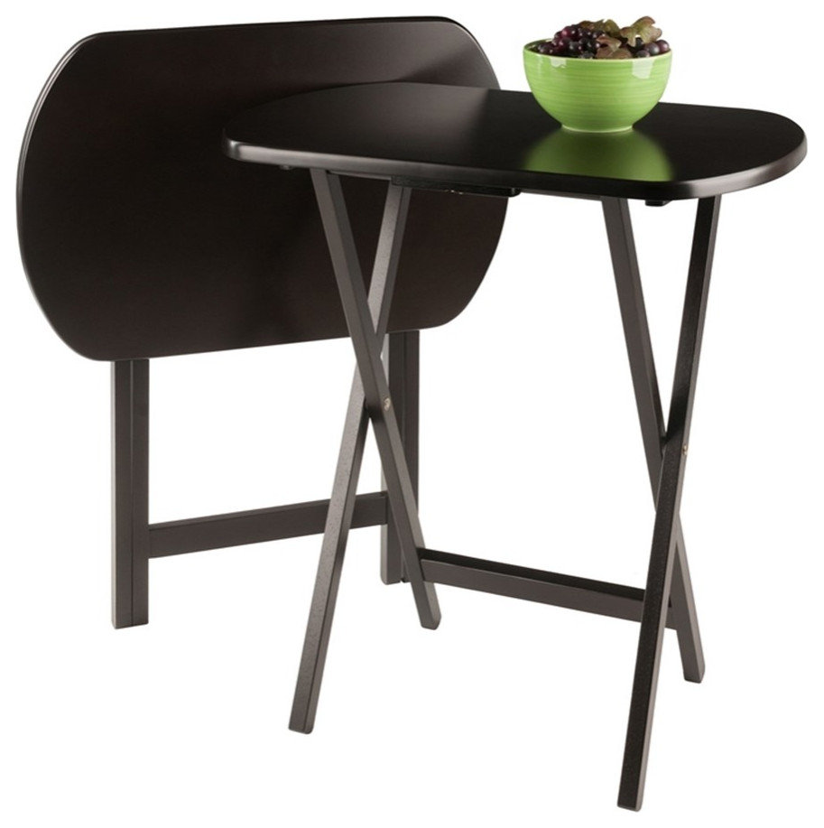 Winsome Cade 2-Piece Oversized Oblong Solid Wood Folding Snack Table in ...