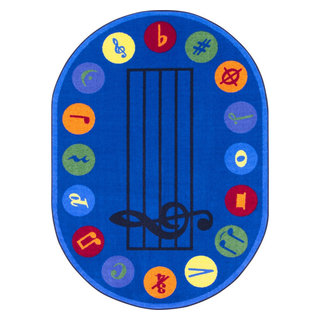 Take Note 10'9" x 13'2" Oval area rug in color Multi - Contemporary ...