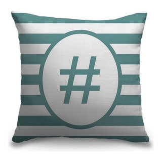 "Hashtag Symbol - Striped Oval" Pillow, 20" x 20" - Contemporary ...