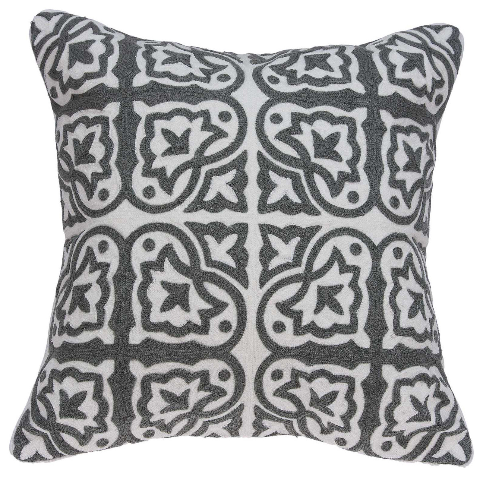 20" X 7" X 20" Traditional Gray And White Pillow Cover With Down Insert ...