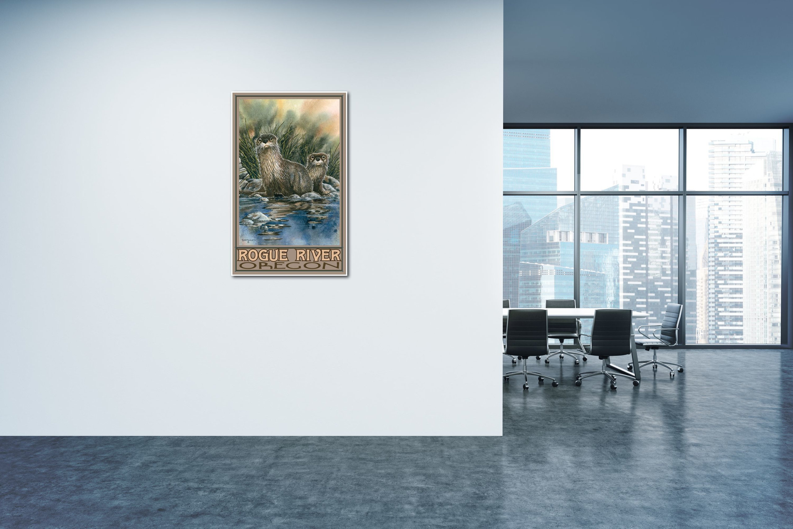 by Artist Dave Bartholet Rogue River Oregon Otters Art Print, 24"x36 ...