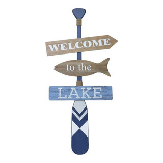 Welcome To The Lake Sign 20"Lx40"H MDF - Rustic - Novelty Signs - by ...