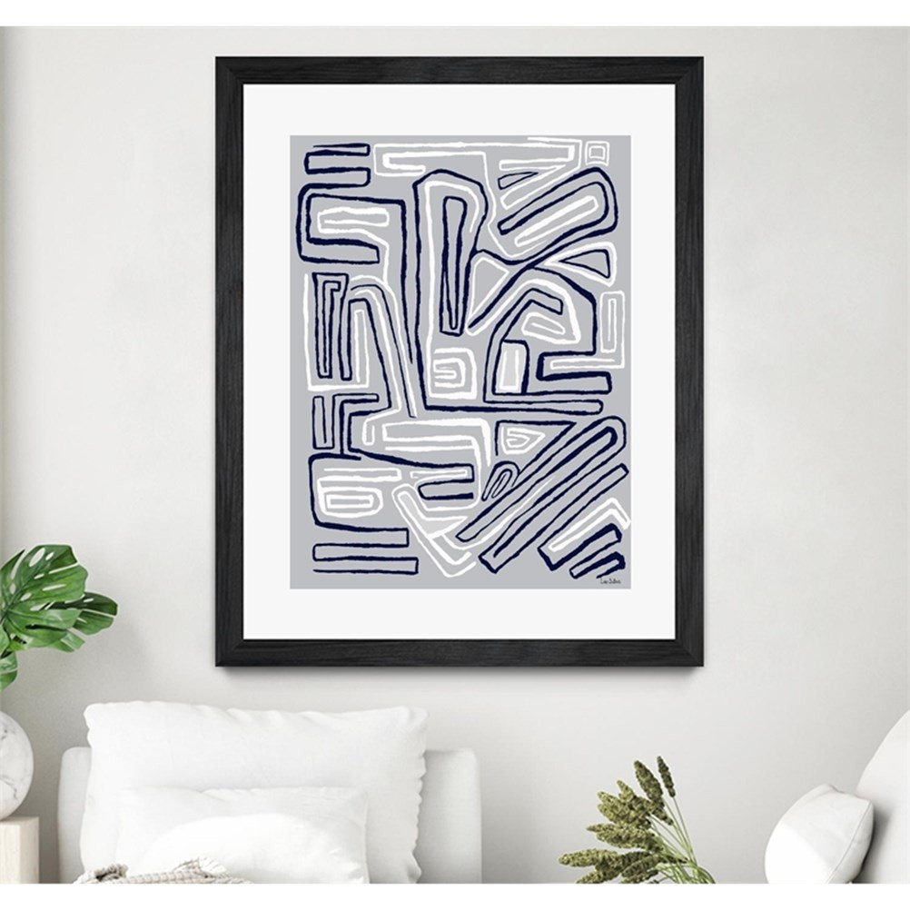 Giant Art 30x40 Centric -Blue Ice - 8 Matted and Framed in White ...