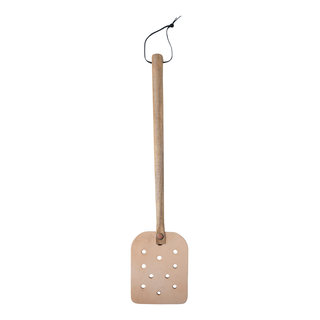 Modern Buffalo Leather Fly Swatter with Wood Handle, Natural ...