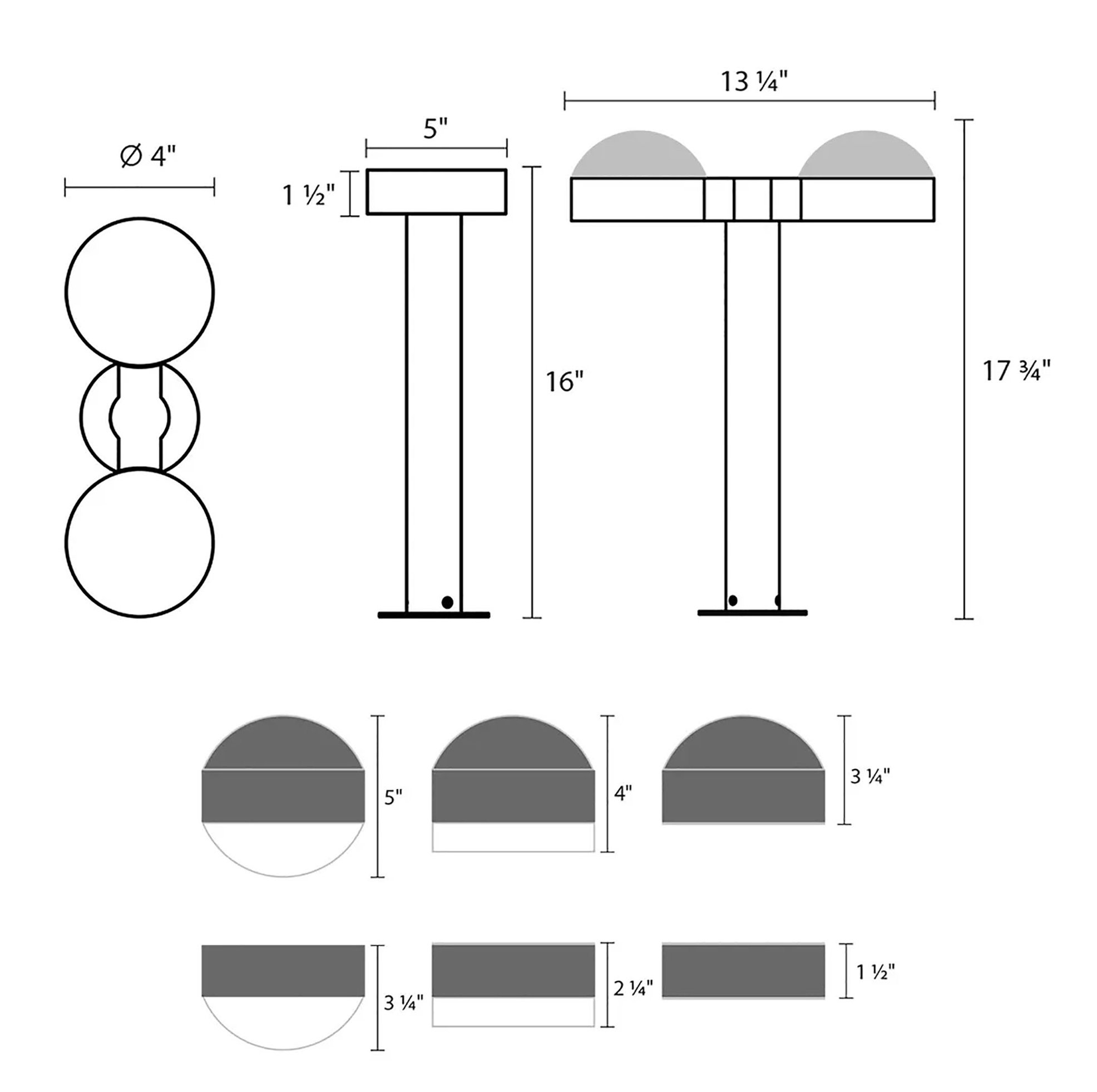 Reals 16" Double Bollard, Plate Lens and Dome Cap, White Lens - Modern ...