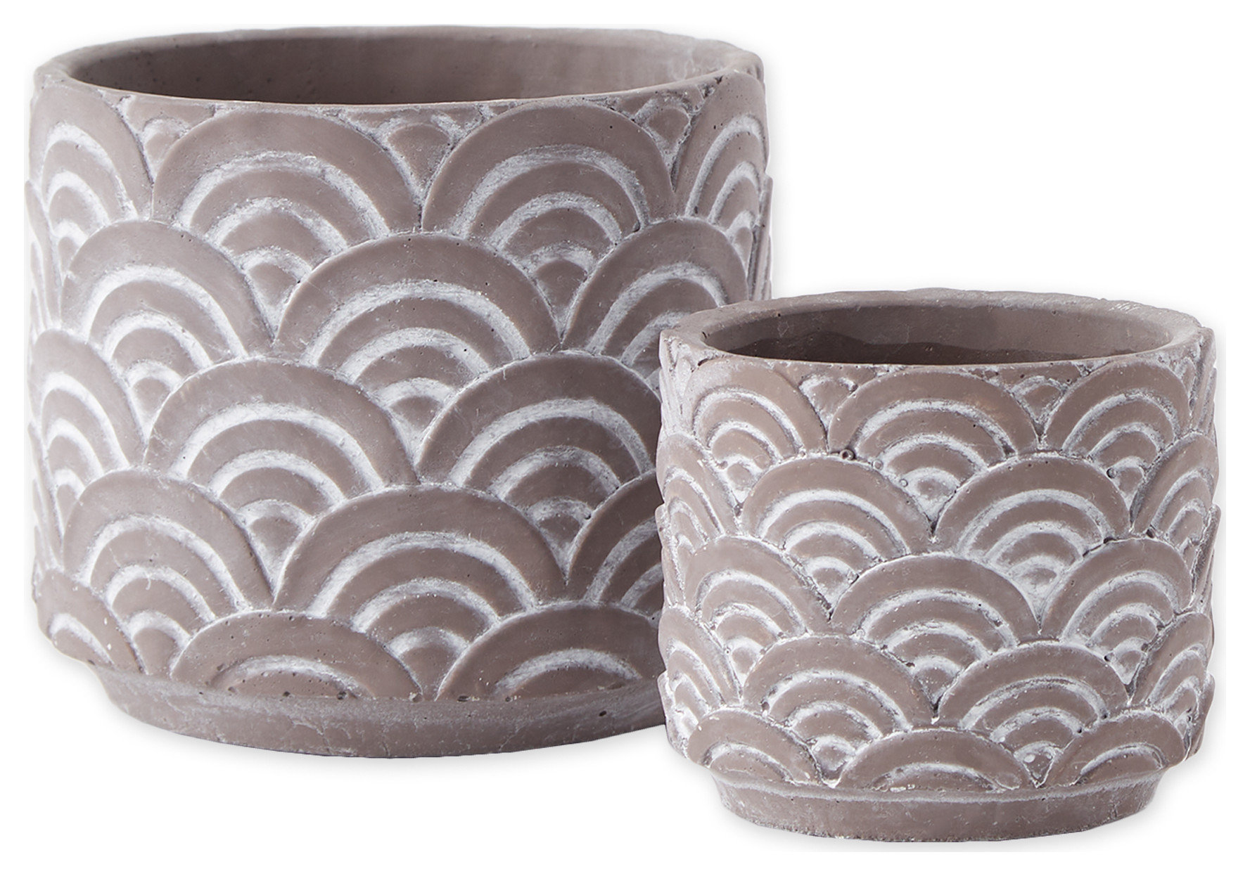 Black Scalloped Cement Flower Pots, 2-Piece Set - Contemporary ...