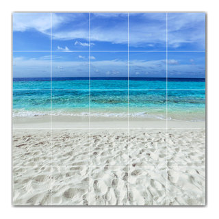 Beach Ceramic Tile Wall Mural HZ500104, 60" Wide x 60" High - Beach ...