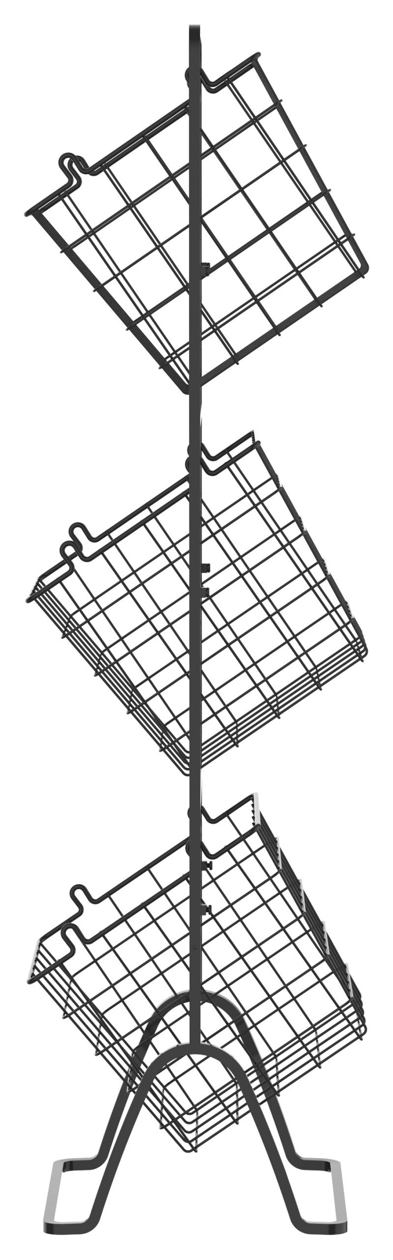 3-Tier Metal Wire Storage Basket Stand with Removable Baskets – Black ...