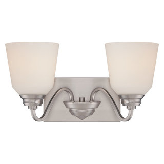 Calvin 2 Light Vanity Fixture With Satin White Glass, LED Omni Included ...