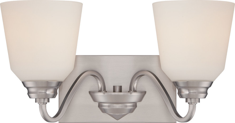 Calvin 2 Light Vanity Fixture With Satin White Glass, LED Omni Included ...