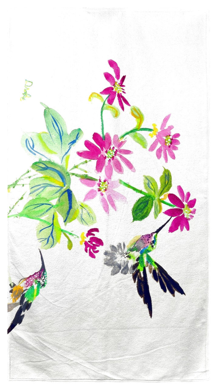 Betsy Drake Ruby Throat Hummingbird Beach Towel, 60 inches ...