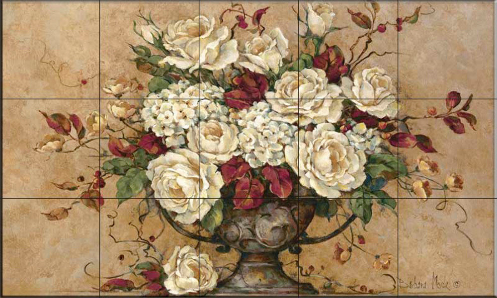 Tile Mural, Autumn Rose by Barbara Mock, 25.5" x 17" (24 Tiles ...