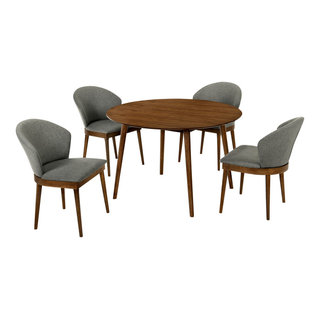 Arcadia and Juno Round and Wood 5-Piece Dining Set, 48" - Midcentury ...