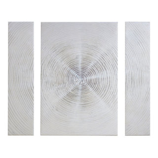 INK+IVY Silver Sand Hand Embellished Abstract 3-piece Canvas Wall Art ...