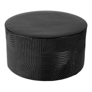 Serenity Textured Ceramic Round Accent Table - Transitional - Side ...
