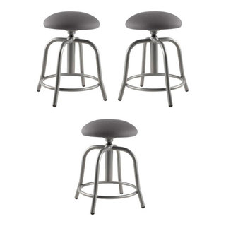 Home Square 6800 Series 18-25" Swivel Metal Stool in Gray & Charcoal ...