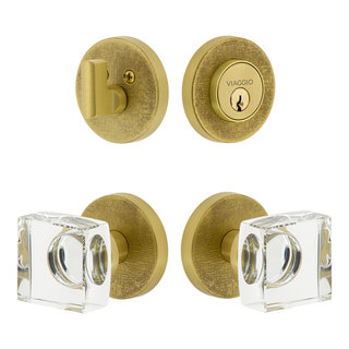 Circolo Linen Rosette, Quadrato Crystal Knob And Deadbolt, 2.375 ...