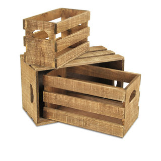 Set Of 3 Wood Slat Crate - Transitional - Storage Bins And Boxes - by ...