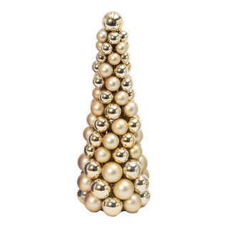 18" Gold Ornament Cone Tree - Holiday Accents And Figurines - by Gerson ...
