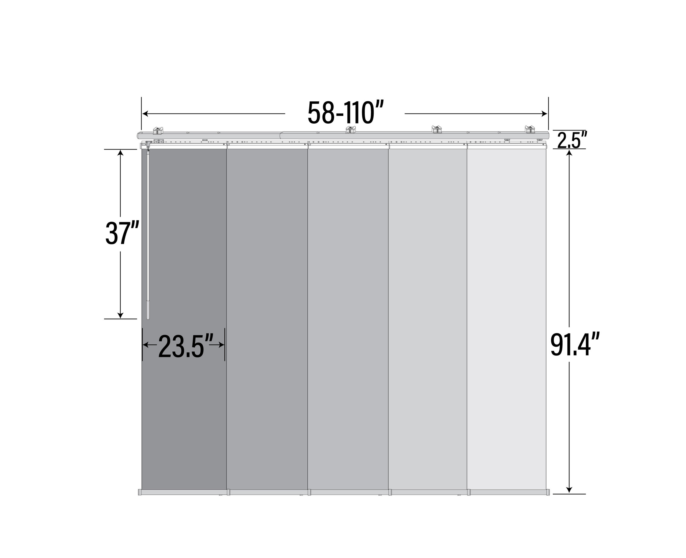 Blanched White-Mrytle 5-Panel Track Extendable Vertical Blinds 58-110 ...